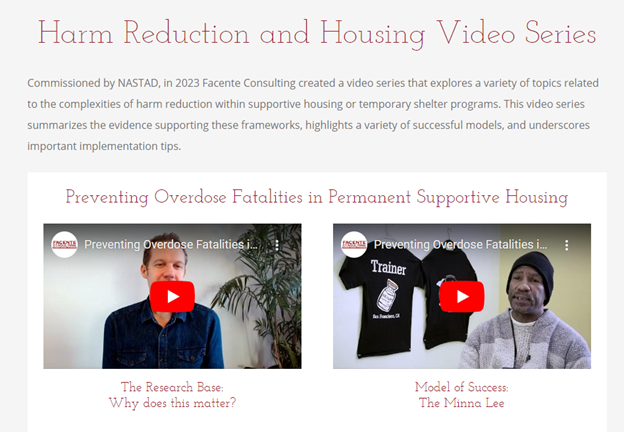 Harm Reduction and Housing Video Series - Facente Consulting